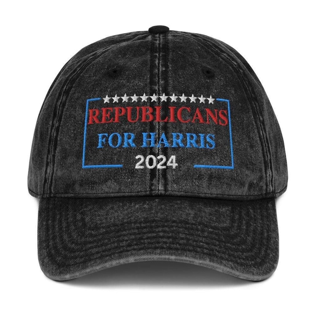 Embroidered Hat, Republicans for Harris 2024, Vintage Aesthetic Cotton ...