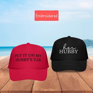 Funny Embroidered Bride and Groom Hats, Matching Wife and Husband Hat ...
