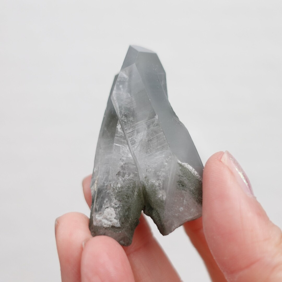 Green Phantom Quartz Point With Cross Companion - Etsy