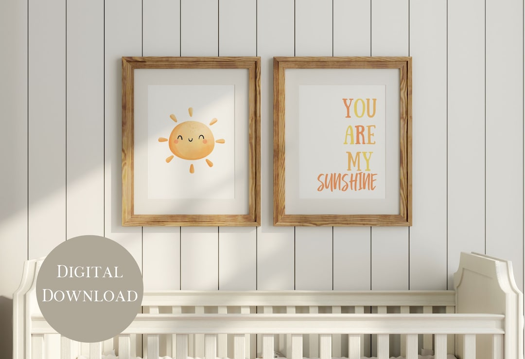 You Are My Sunshine Nursery Wall Art Print Set of 2, Playroom Posters ...