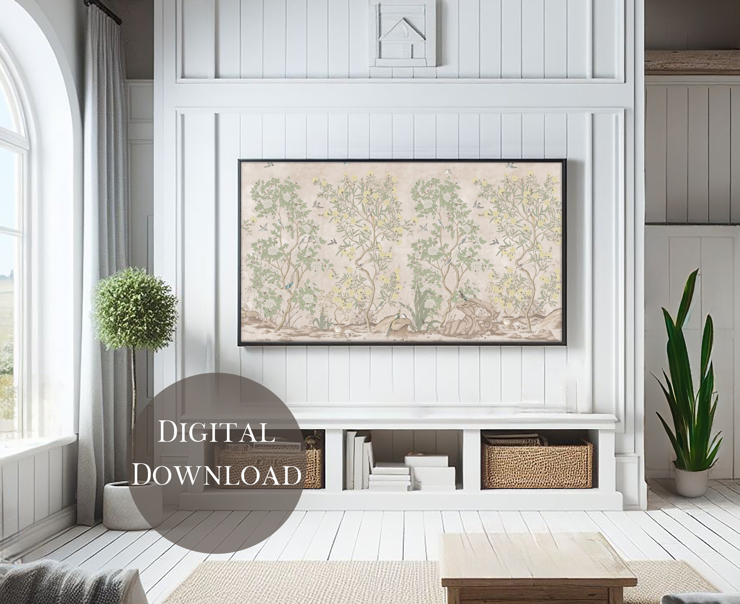 Frame TV Art, Vintage Chinoiserie Frame TV Art, Modern Home Decor Frame ...