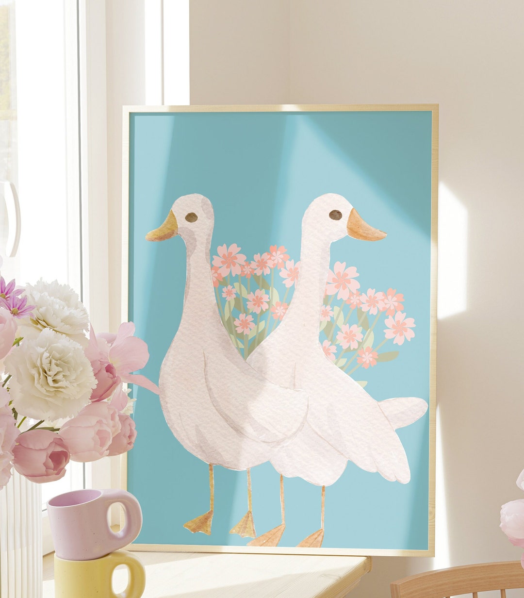 Nursery Wall Art, Silly Goose Art Print, Retro Wall Decor, Mother Goose ...