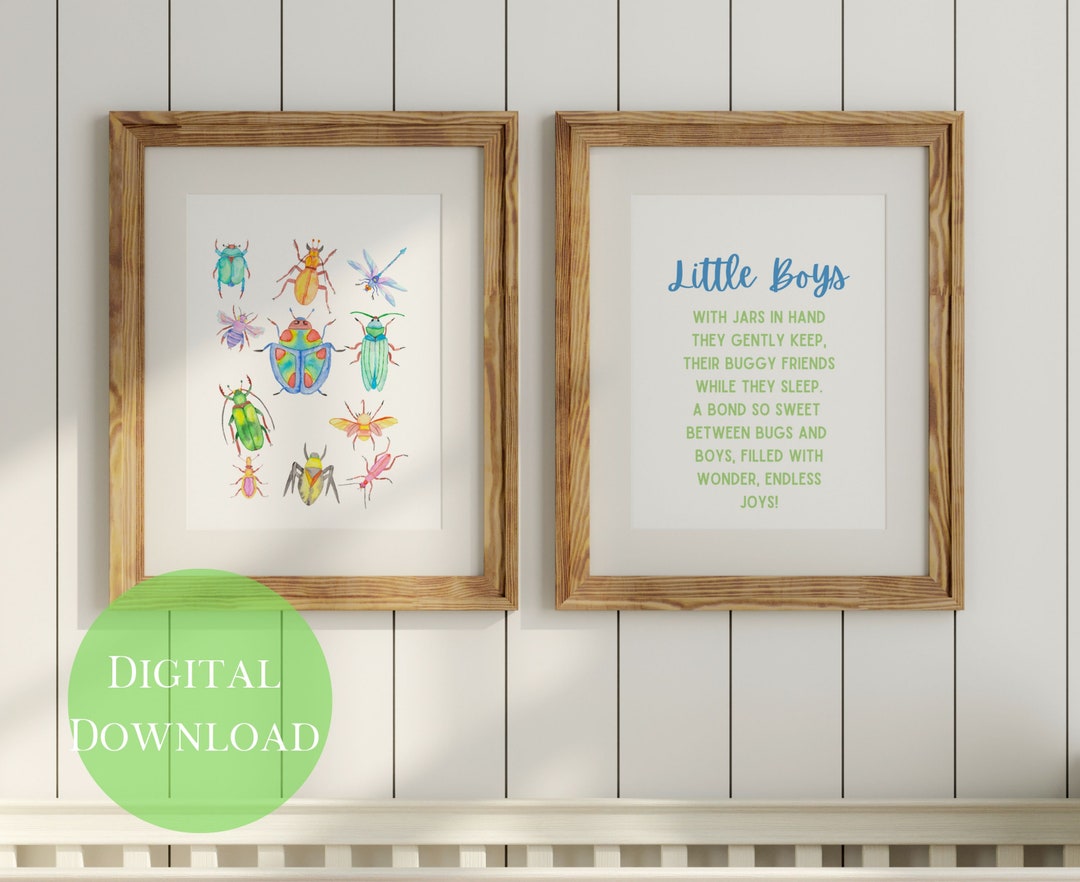 Bugs N Boys Nursery Print, Boys Nursery Decor, Watercolor Bugs ...
