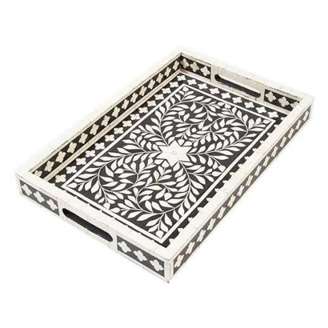 Bone Inlay Tray Decorative Serving Tray Home Decor Tray Coffee Table ...