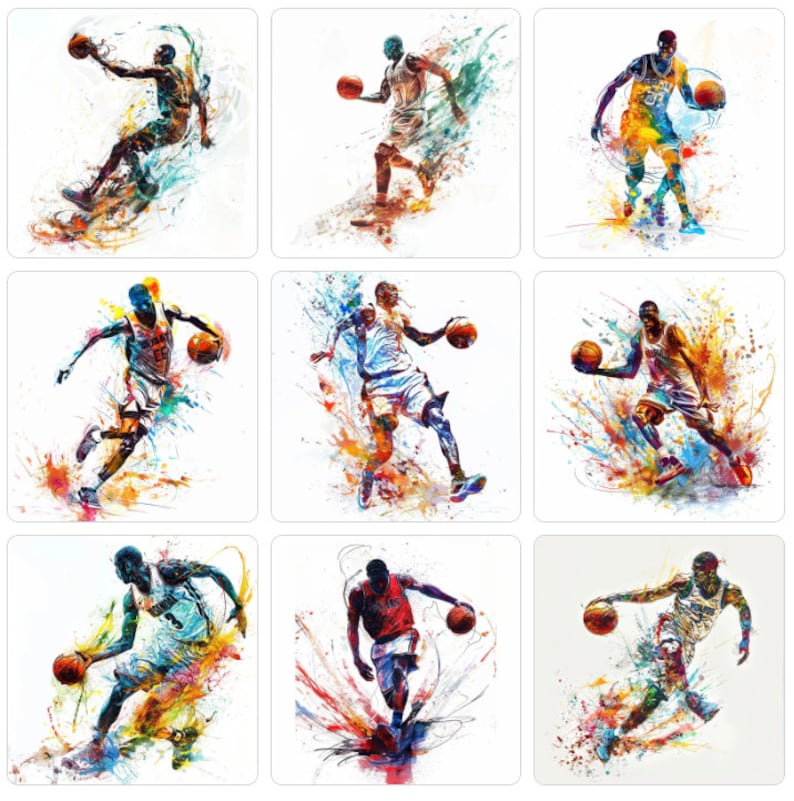 13 PNG Abstract Basketball Players, Basketball Digital Download Wall ...