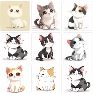 My Sweet 10 Cats Clipart Bundle, Cute Cat PNG, Kitten Graphics, Cute ...