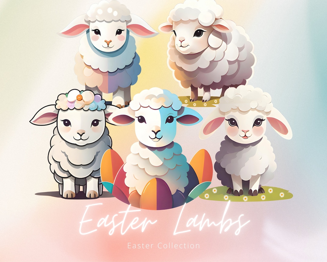 Easter Lamb PNG Digital Art, Happyeaster Png Clipart, Print on Demand ...