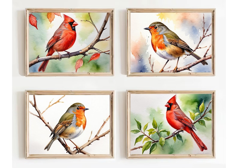 Robin Bird Painting Robin Watercolor Printable Art Print Orange Bird ...