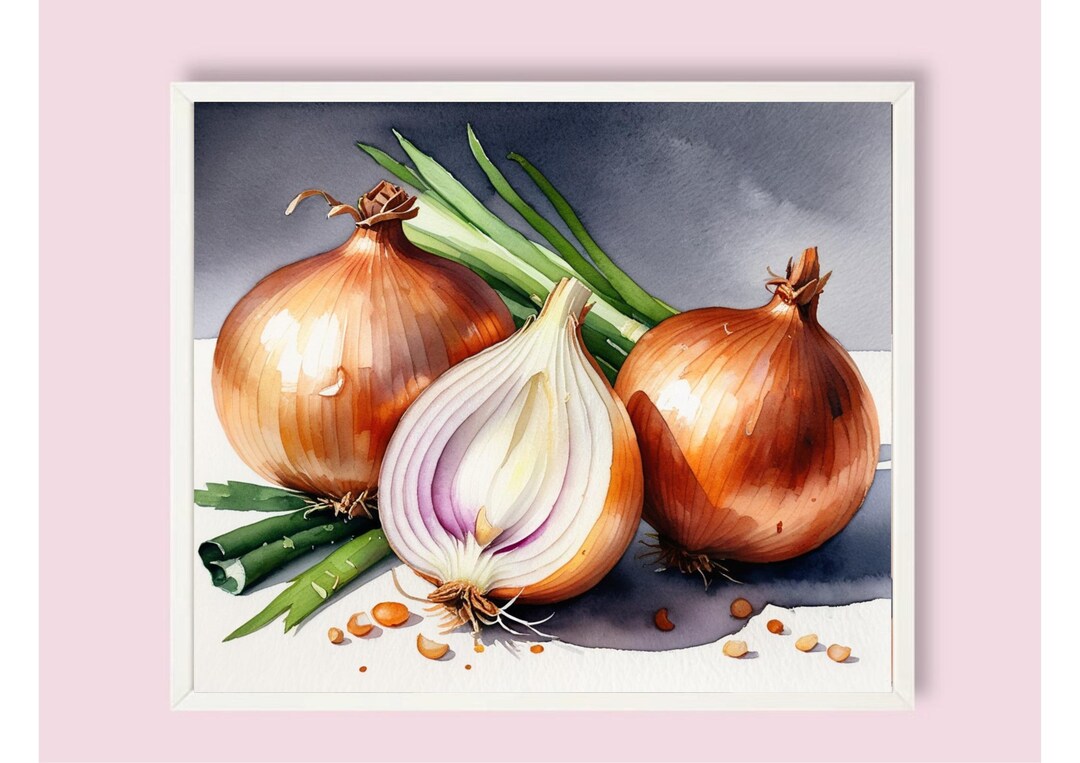 Onion Painting Onions Still Life Watercolor Printable Art Print ...