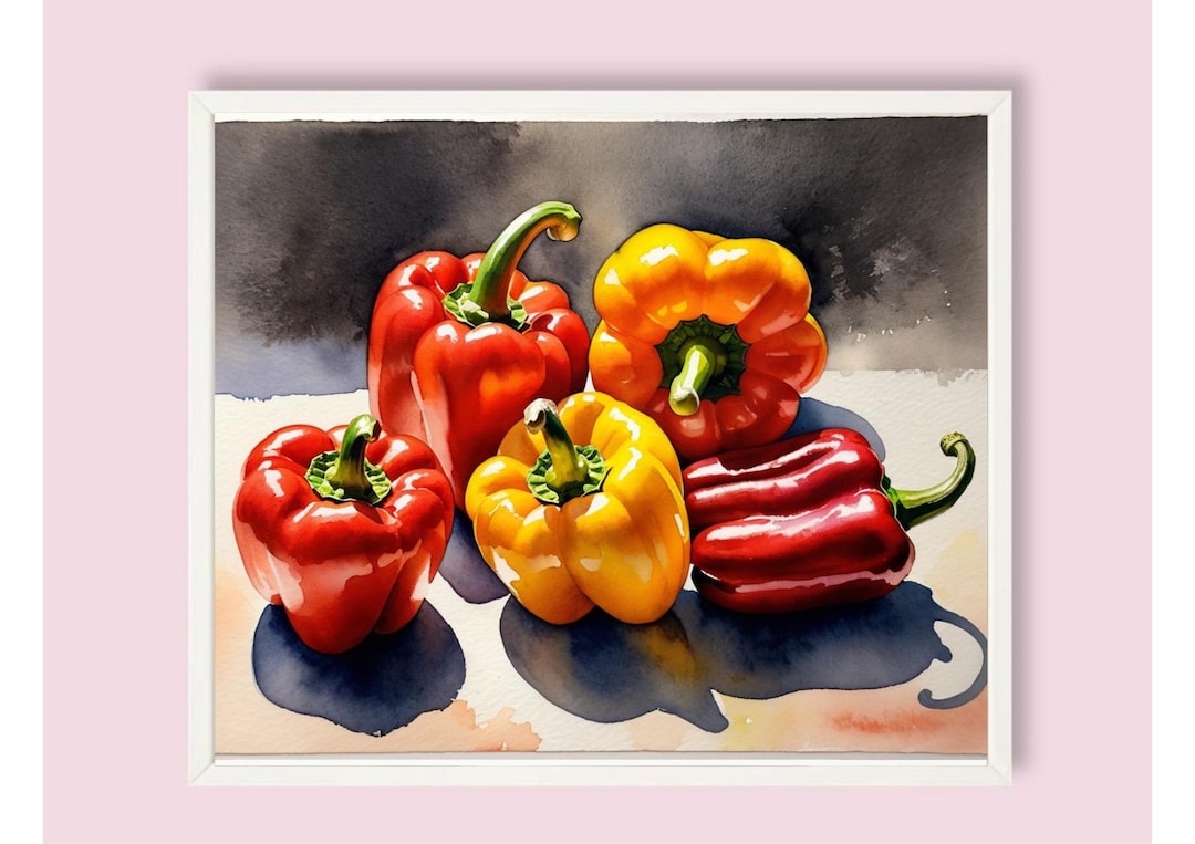 Peppers Painting Peppers Still Life Watercolor Printable Art Print ...