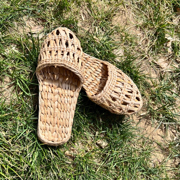 Woven Straw Shoes - Etsy