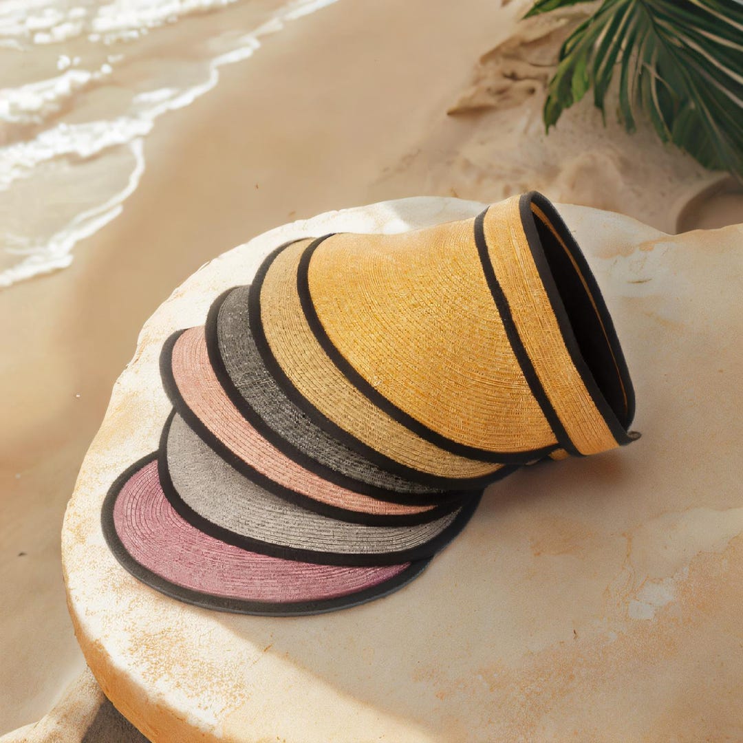 Handmade Straw Sun Visor: Wide Brim UV Protection Beach Hat - Etsy