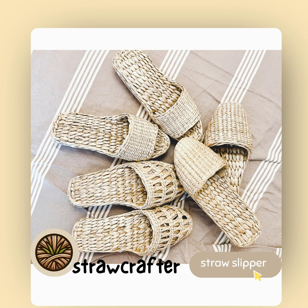 Handmade Straw House Slippers: Eco-friendly All-season Sandals - Etsy