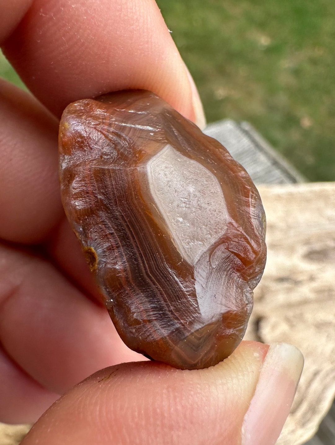 Lake Superior Agate .6oz Dark Banded Agate, Limonite Staining, Smooth ...