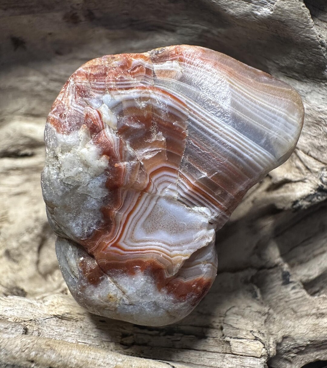 Lake Superior Agate 1.5oz LSA, Multi Face Red White Mega Banded Agate ...