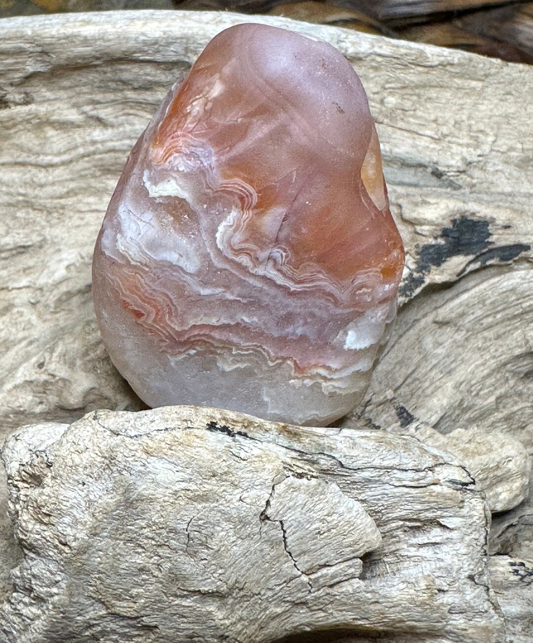 Lake Superior Agate 2oz LSA, Pastel Pink & White Swirly Bander, Jelly ...