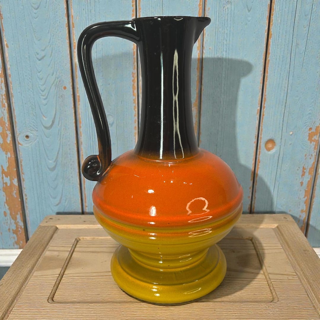 Colorful 70s Jug Made of Ovenproof Ceramic Boho Style Decorative ...
