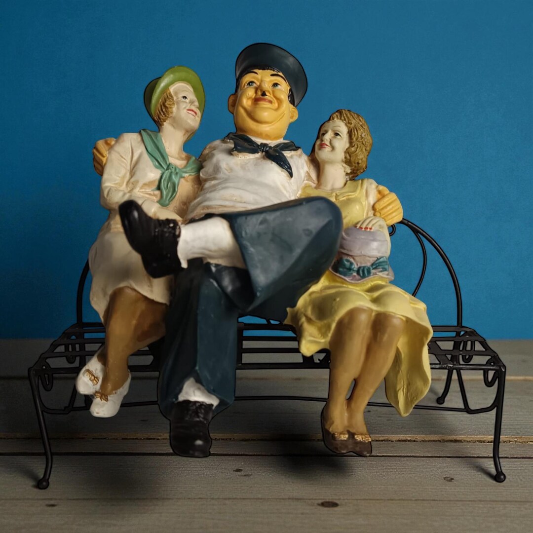Funny Vintage Wooden Figure Laurel and Hardy Vintage Decoration Gift ...