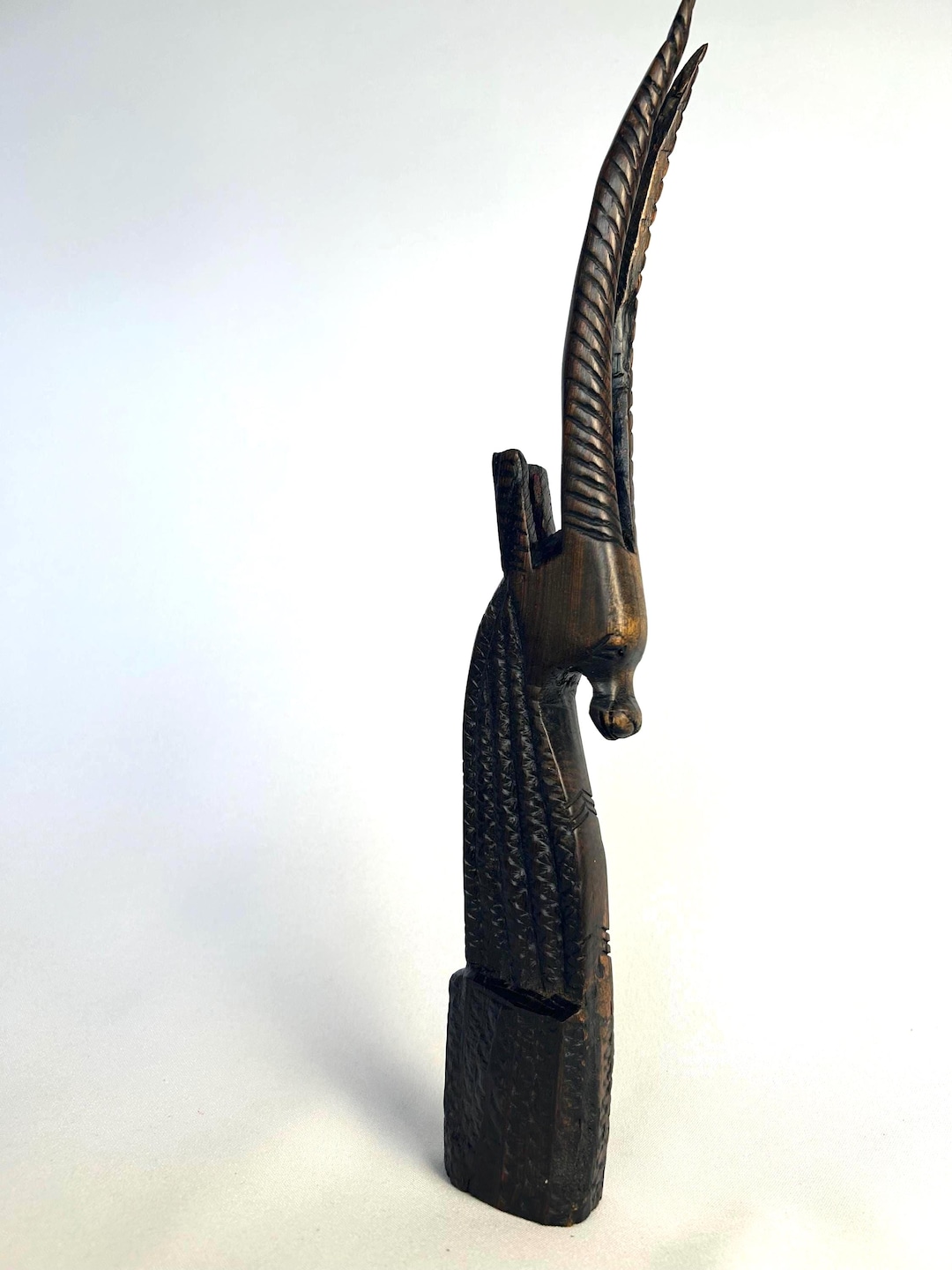 Finely Carved Ibex Figure Made of Dark Wood Elegant Decorative Figure ...