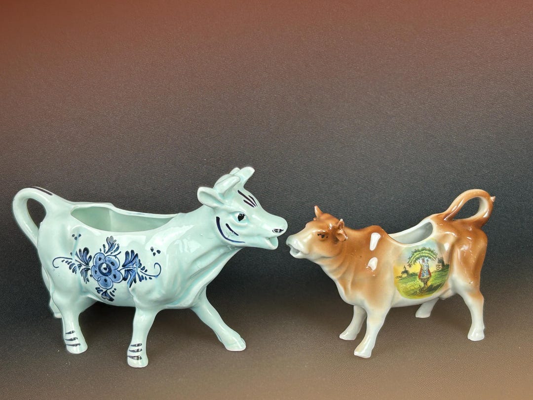 Vintage Milk Jug in the Shape of a Cow Figurine, Porcelain Jug, Granny ...