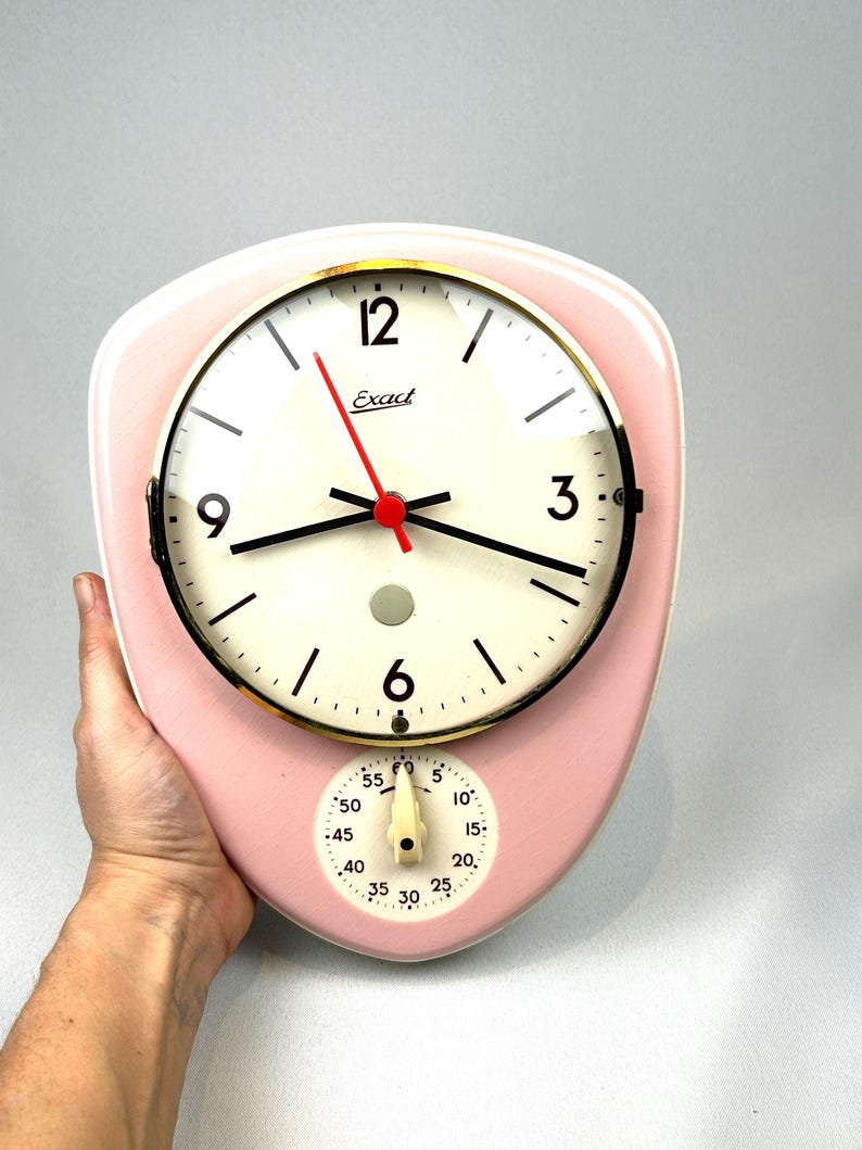 1950s Kitchen Clock | Porcelain Wall Clock With Mechanical Timer ...