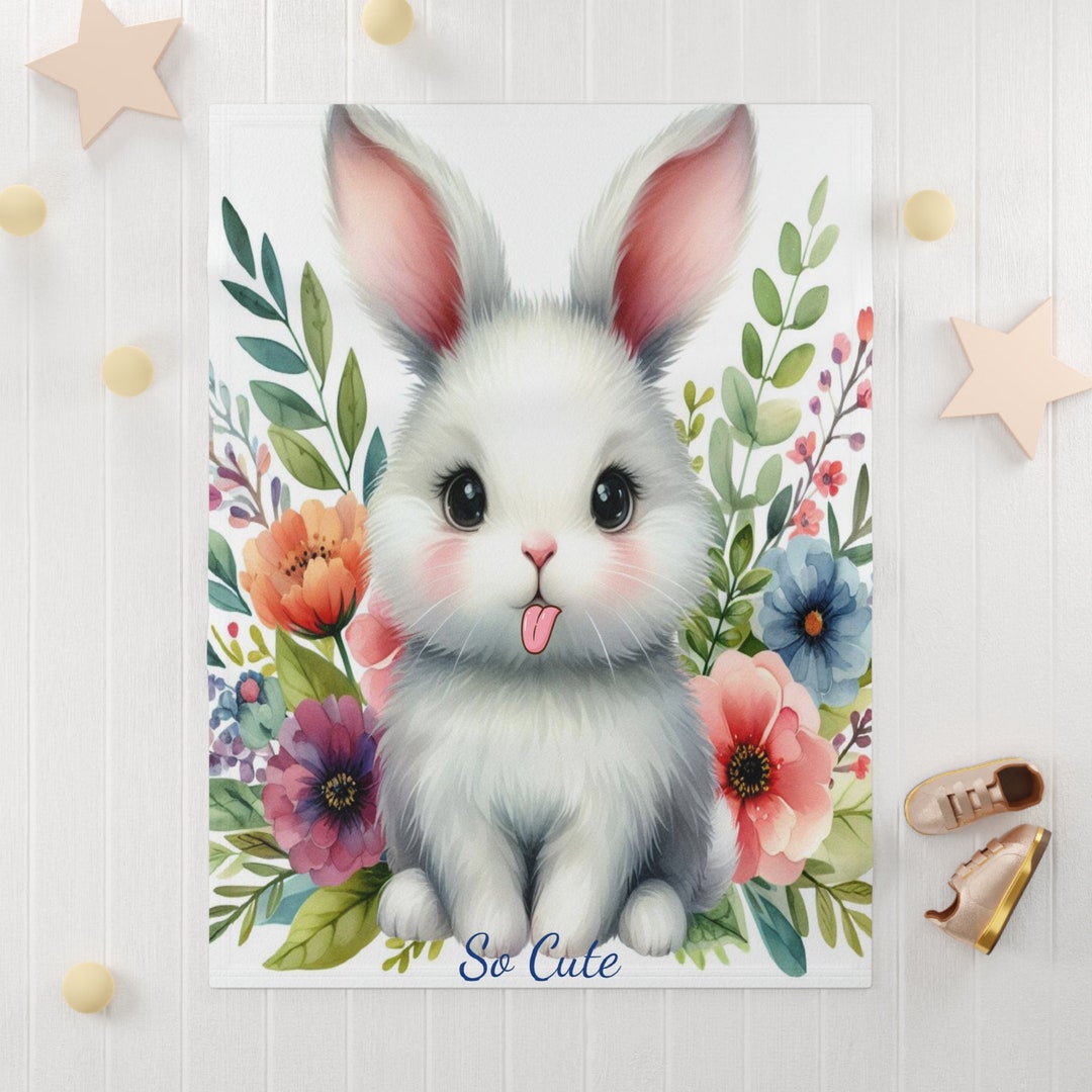 So Cute Bunny Soft Fleece Baby Blanket, Baby, Child, Infant Blanket ...