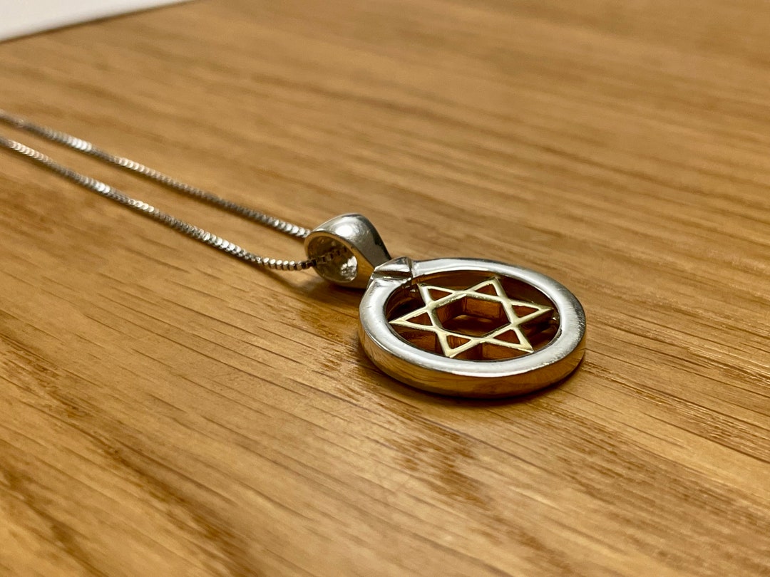 Spinning Star of David Pendant Made of 925 Sterling Silver Gold Plated ...