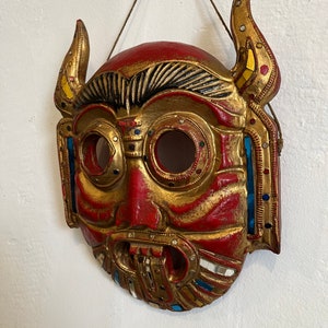African Red Tribal Mask - Etsy