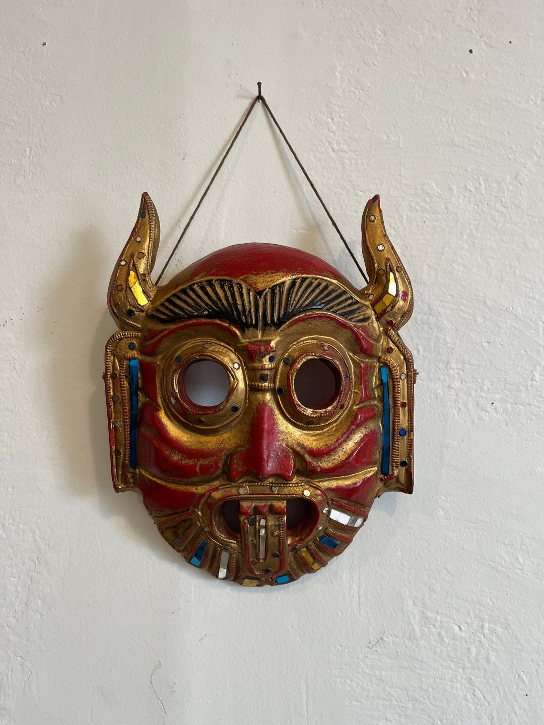 African Red Tribal Mask - Etsy