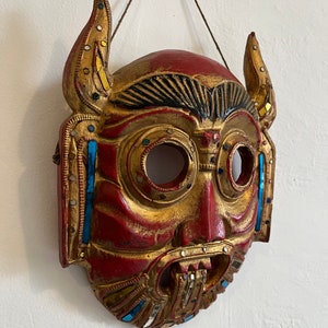 African Red Tribal Mask - Etsy