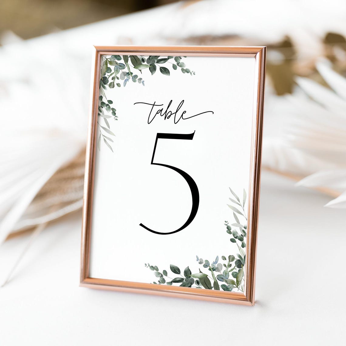 EUCALYPTUS TABLE NUMBER Sign Template, Editable Welcome Wedding Sign ...