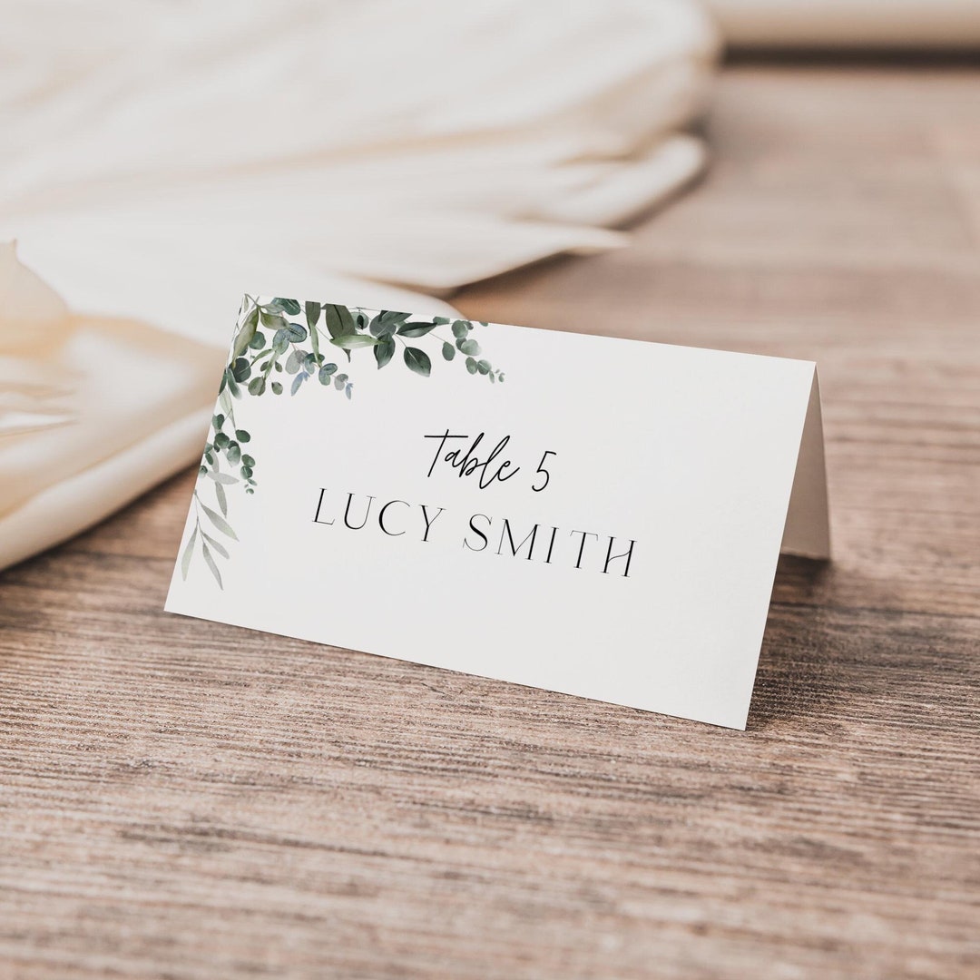 EUCALYPTUS PLACE CARD Template, Editable Place Card, Eucalyptus Wedding ...