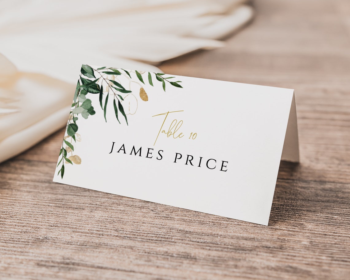 WEDDING PLACE CARD Template, Editable Place Card, Wedding Table Name ...