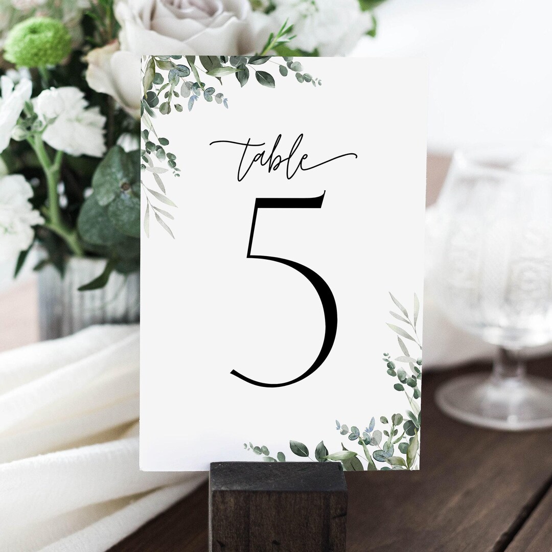 EUCALYPTUS TABLE NUMBER Sign Template, Editable Welcome Wedding Sign ...