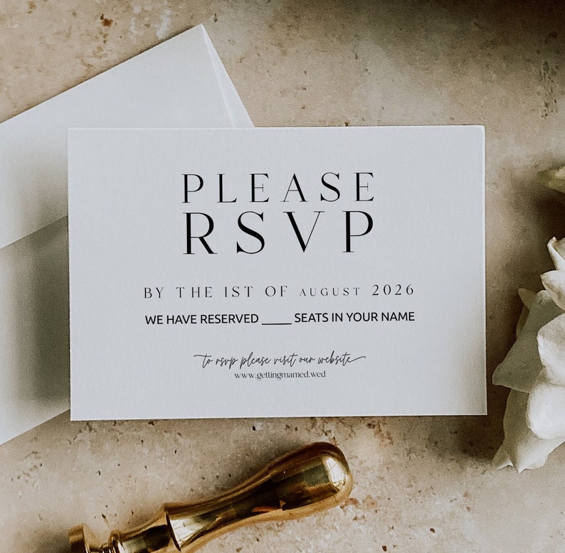 MODERN RSVP WEDDING Card Editable Template, Rsvp Wedding Card ...