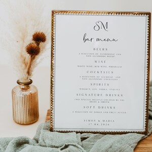 MONOGRAM WEDDING BAR Menu Template, Wedding Bar Sign, Monogram Drinks ...