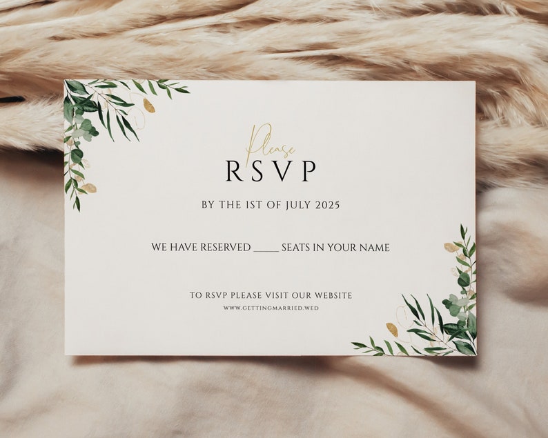 RSVP WEDDING CARD Template, Rsvp Wedding Card, Editable Rsvp Card, Rsvp ...