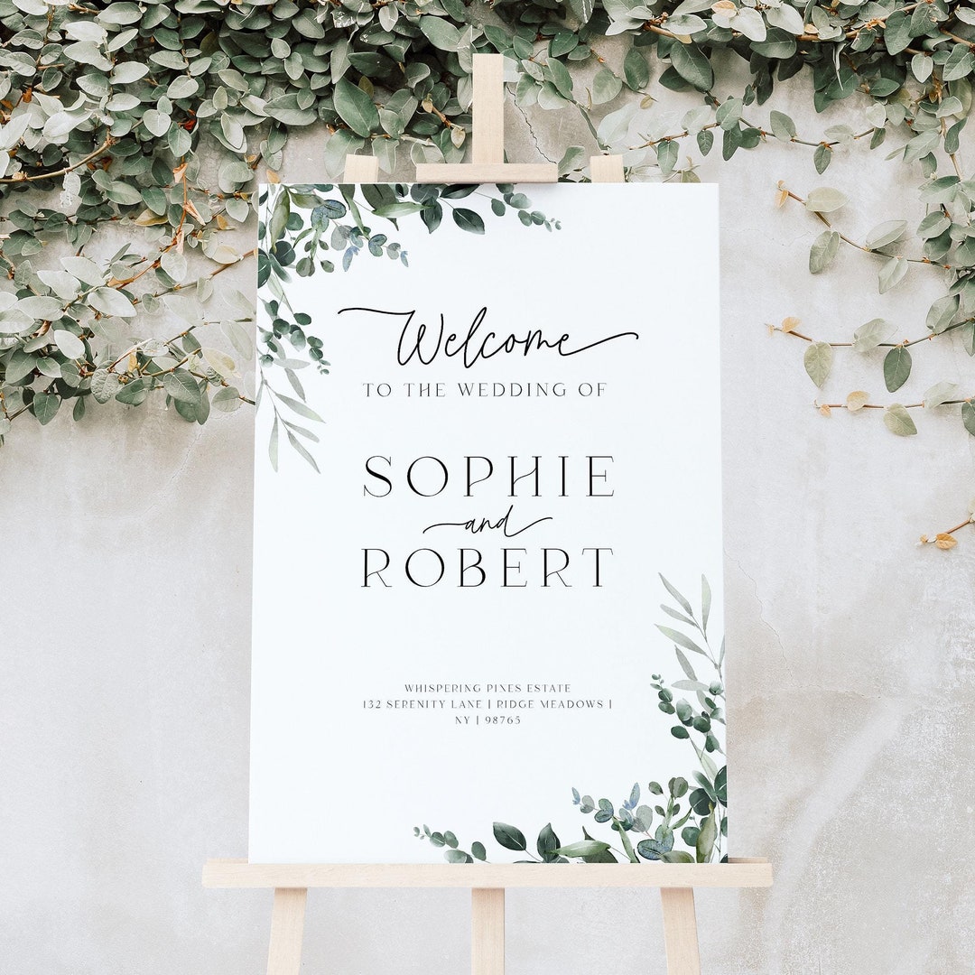 EUCALYPTUS WELCOME SIGN Template, Editable Welcome Wedding Sign ...