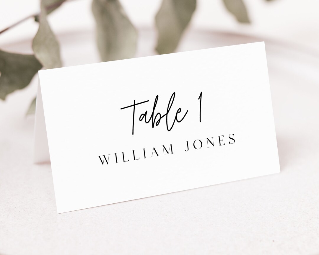 MODERN WEDDING PLACE Card Template, Editable Place Card, Wedding Table ...