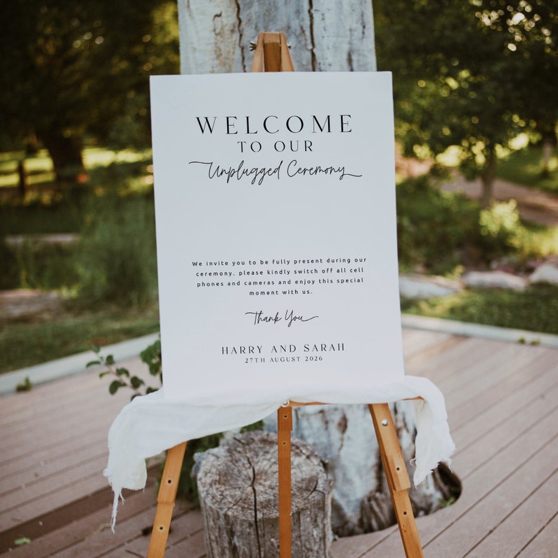 MODERN UNPLUGGED CEREMONY Wedding Sign Template, Unplugged Ceremony ...