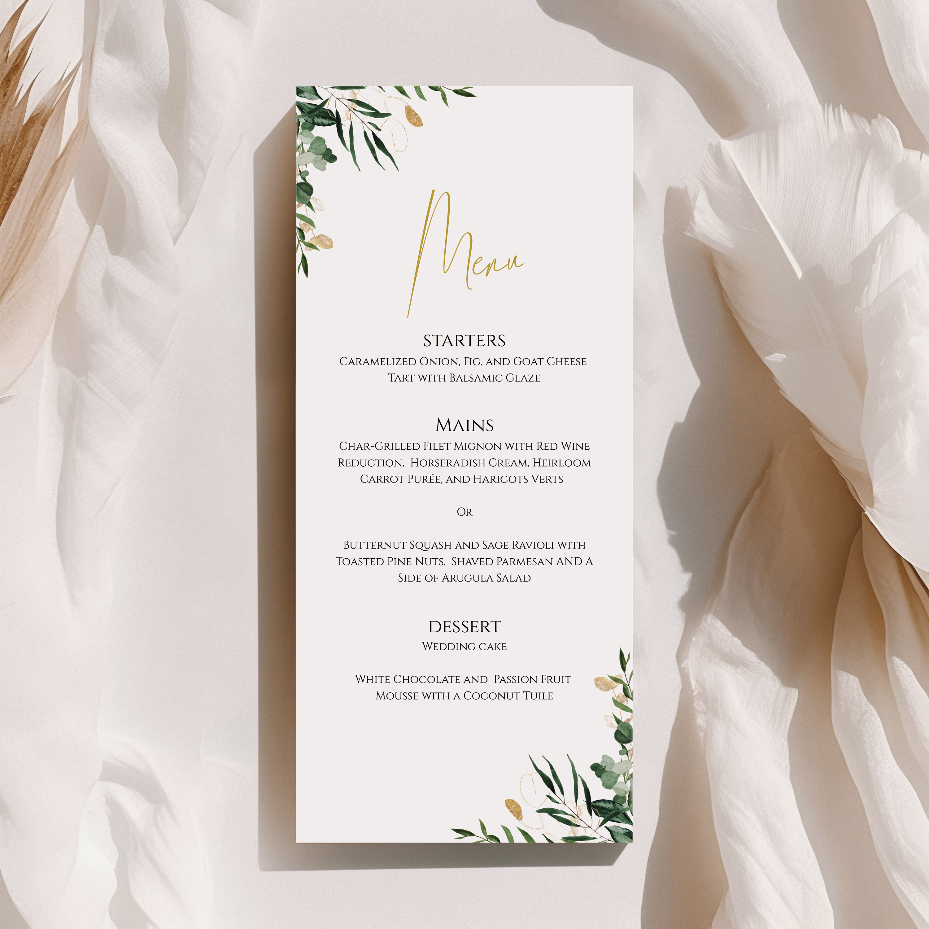 GREENERY WEDDING MENU Template, Wedding Menu Card, Editable Menu ...