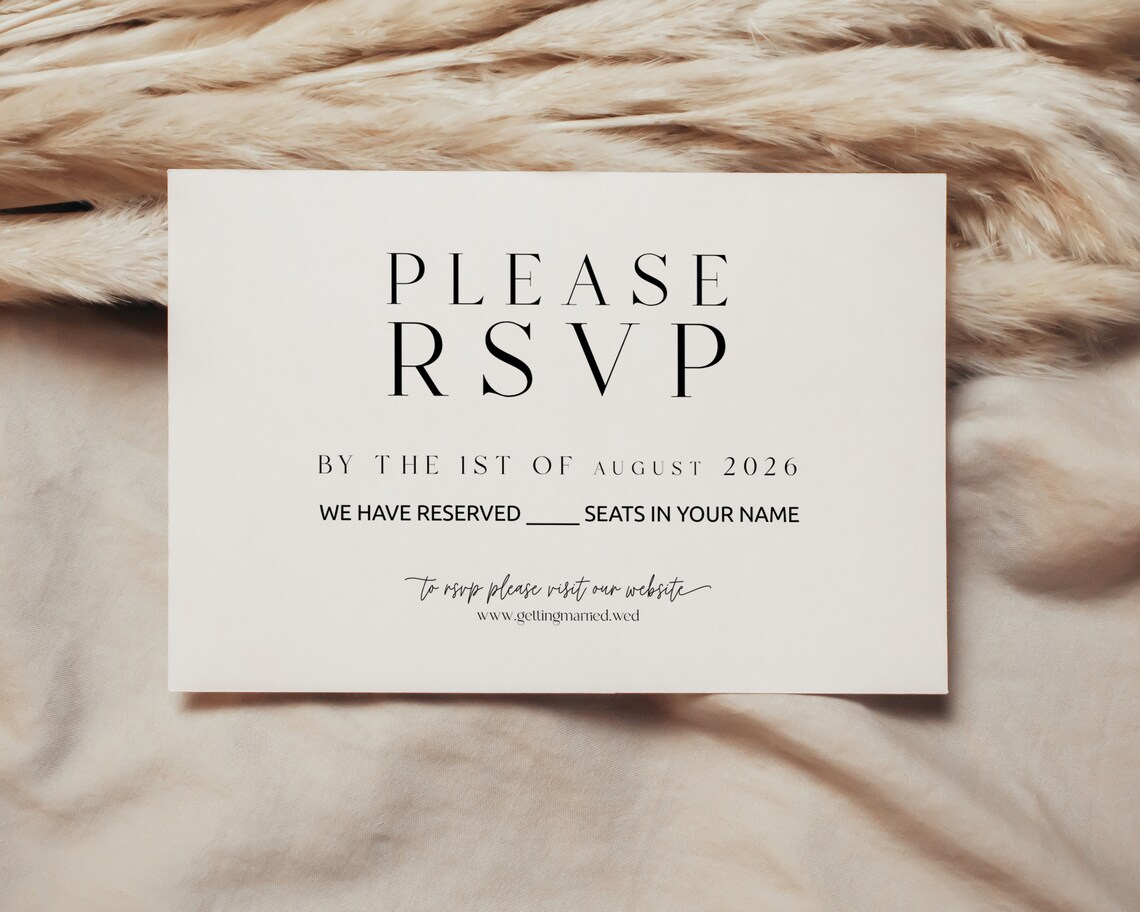 MODERN RSVP WEDDING Card Editable Template, Rsvp Wedding Card ...