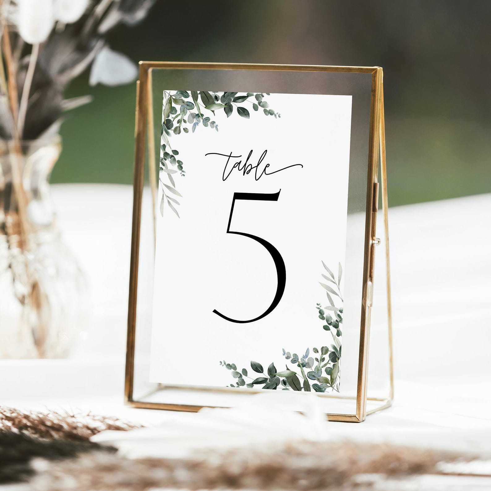 EUCALYPTUS TABLE NUMBER Sign Template, Editable Welcome Wedding Sign ...