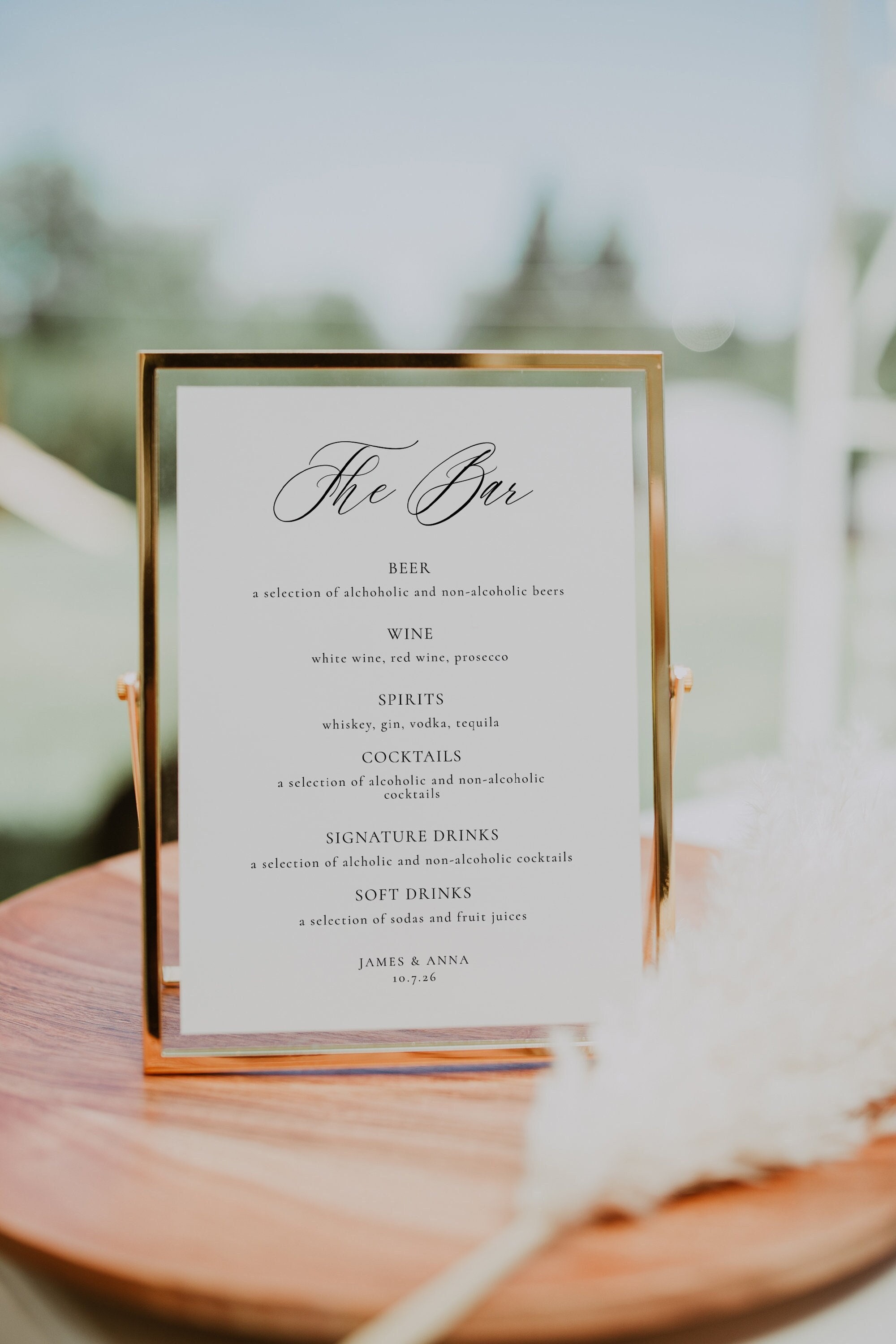 ELEGANT BAR Menu Template, Wedding Bar Sign, Minimalist Wedding Drinks ...