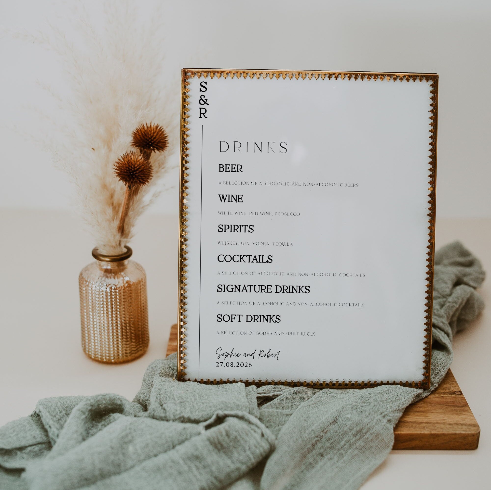MINIMALIST WEDDING EDITABLE Bar Menu, Editable Wedding Bar Sign ...