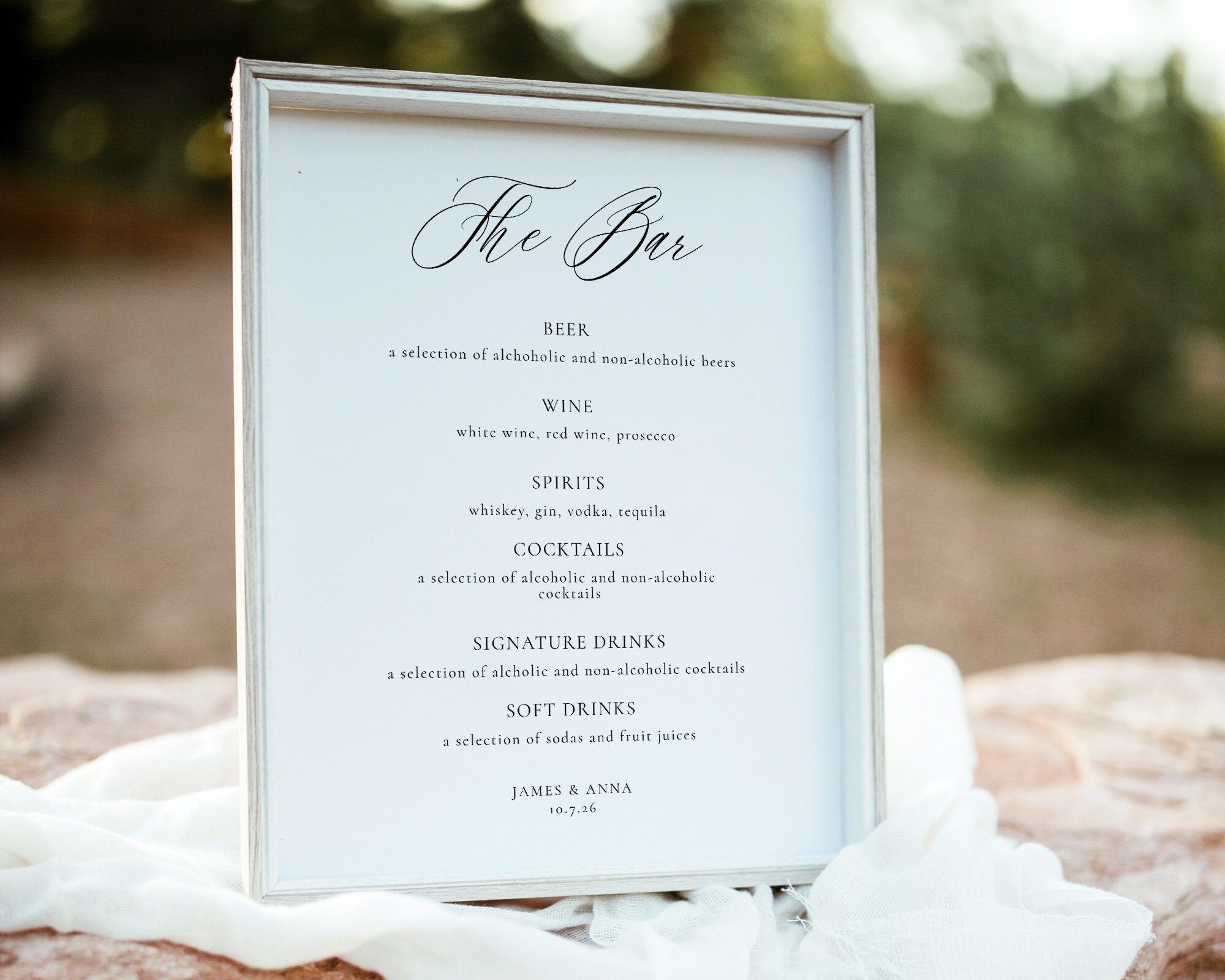 ELEGANT BAR Menu Template, Wedding Bar Sign, Minimalist Wedding Drinks ...