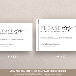 MINIMALIST WEDDING EDITABLE Rsvp Card, Modern Wedding, Simple Elegant ...
