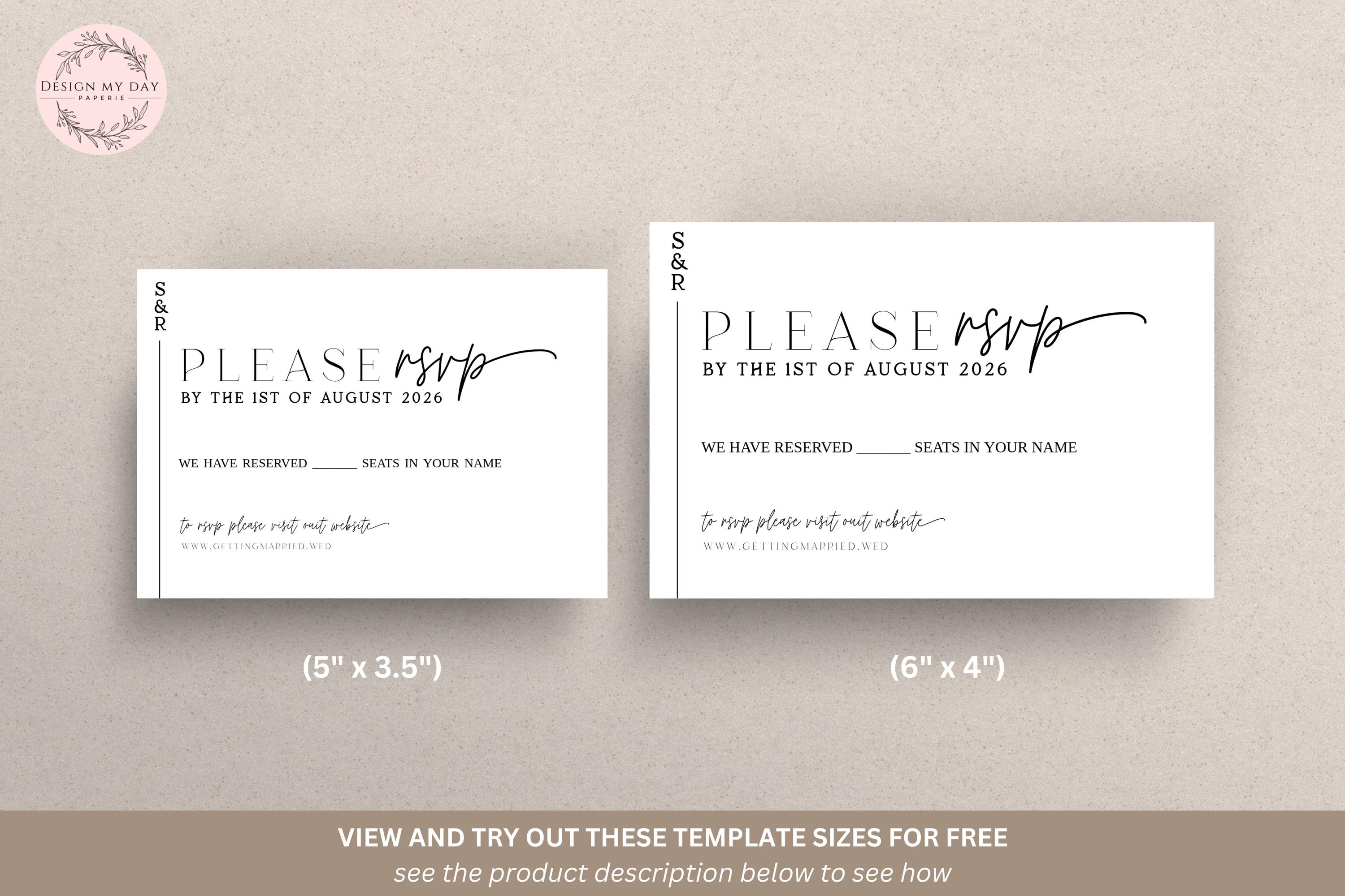 MINIMALIST WEDDING EDITABLE Rsvp Card, Modern Wedding, Simple Elegant ...