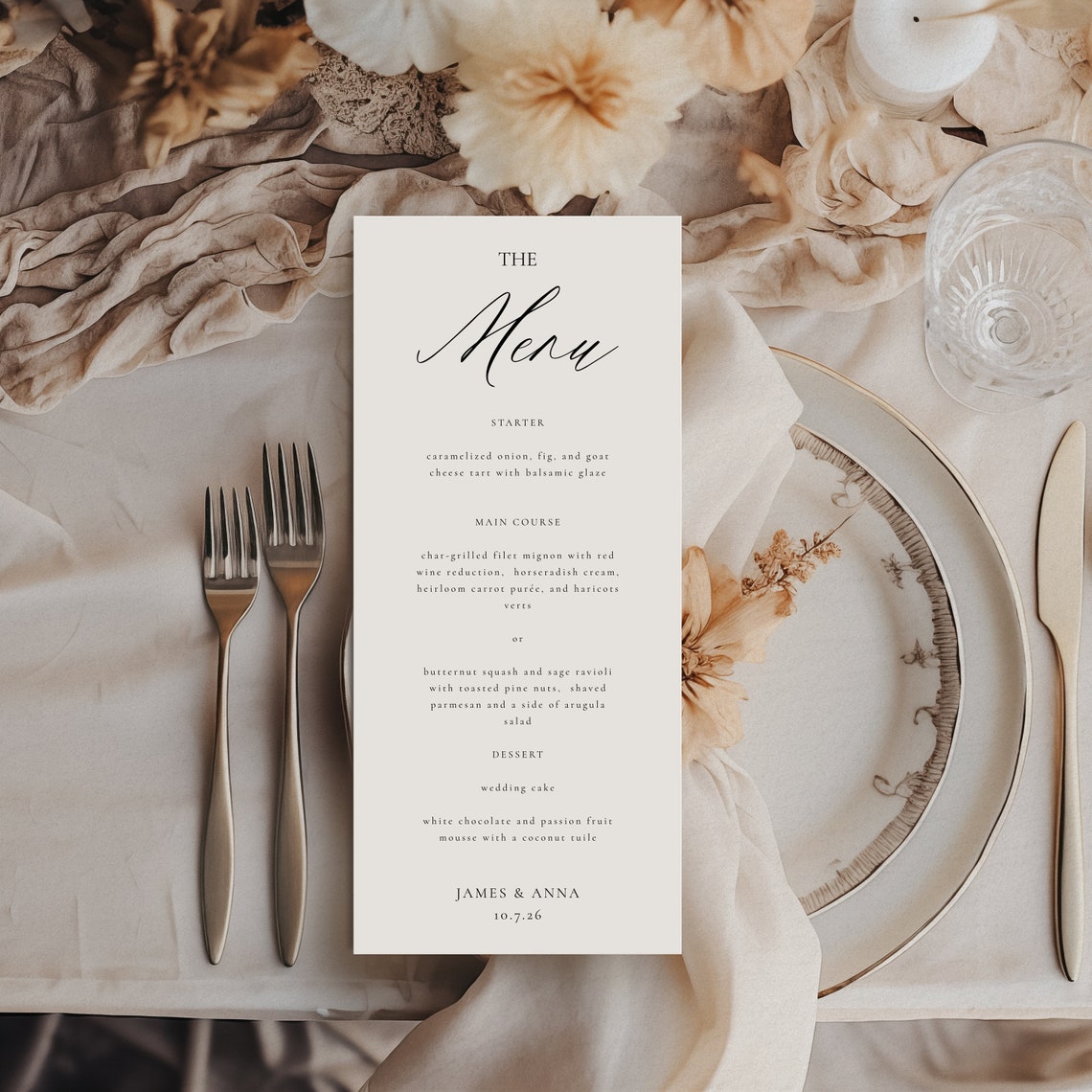 ELEGANT WEDDING MENU Template, Wedding Table Menu Card, Editable Menu ...