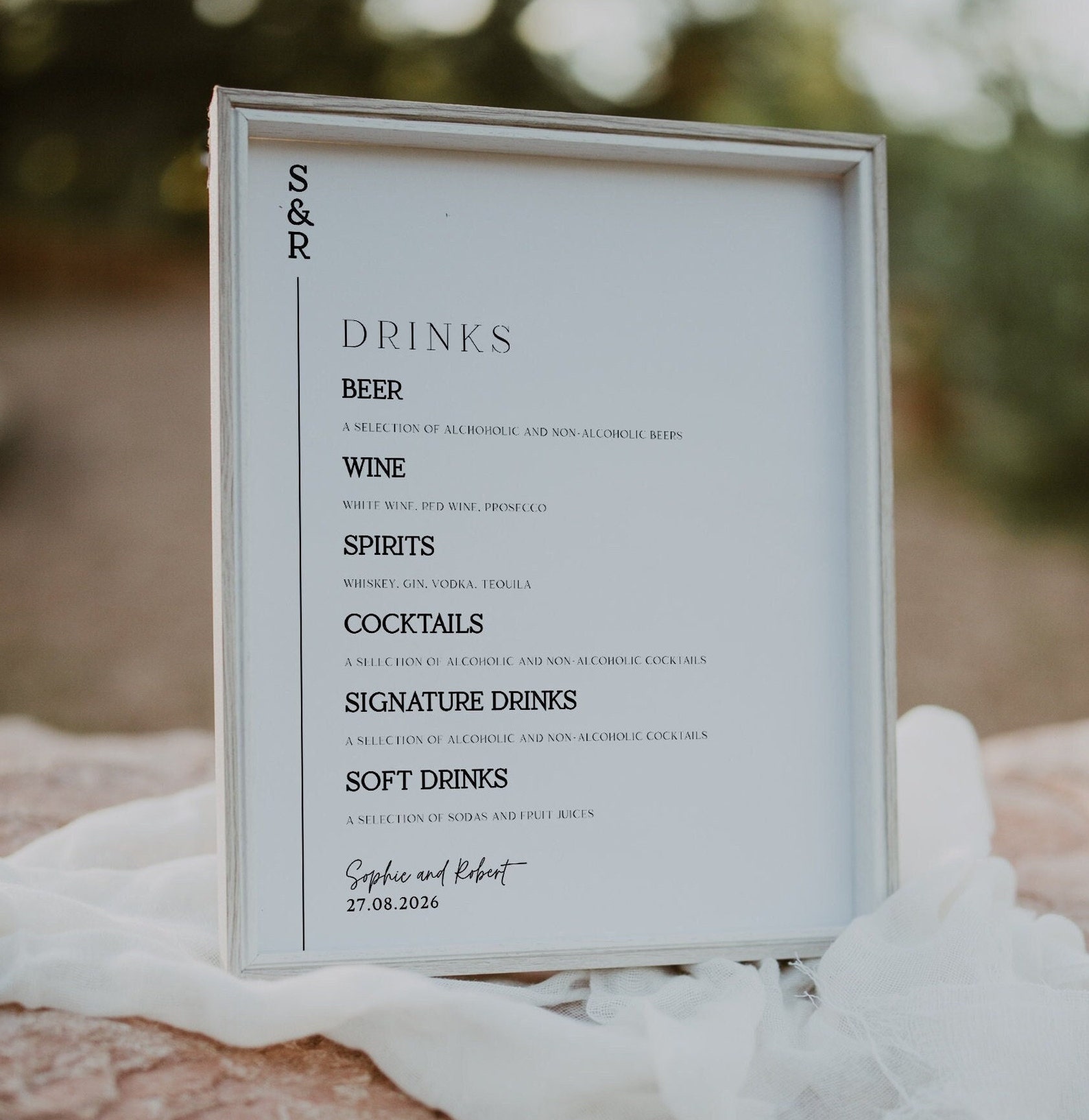 MINIMALIST WEDDING EDITABLE Bar Menu, Editable Wedding Bar Sign ...